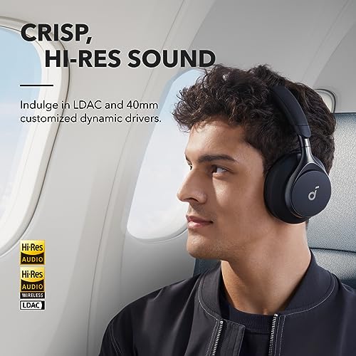 Soundcore by Anker, Space One, Active Noise Cancelling Headphones, 2X Stronger Voice Reduction, 40H ANC Playtime, App Control, LDAC Hi-Res Wireless Audio, Comfortable Fit, Clear Calls, Bluetooth 5.3