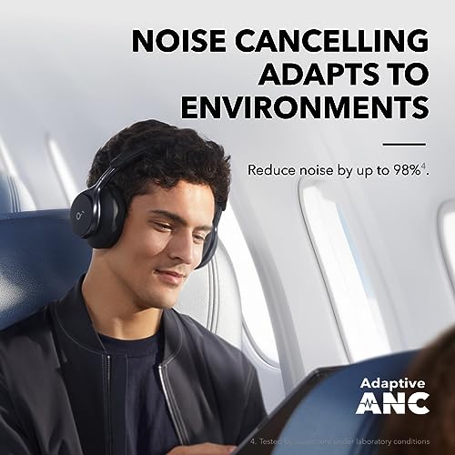 Soundcore by Anker, Space One, Active Noise Cancelling Headphones, 2X Stronger Voice Reduction, 40H ANC Playtime, App Control, LDAC Hi-Res Wireless Audio, Comfortable Fit, Clear Calls, Bluetooth 5.3