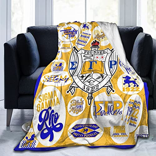 Kunsaww Sigma Gamma Rho Sorority Blanket for Women Flannel Throw Gift with 1922 Poodle and African American Design for Bedroom Sofa Decor,50"x40"