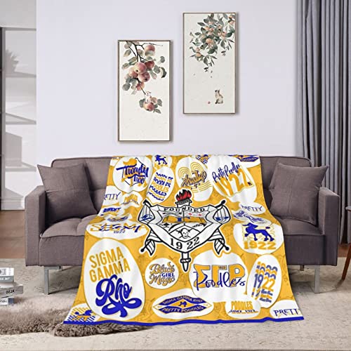 Kunsaww Sigma Gamma Rho Sorority Blanket for Women Flannel Throw Gift with 1922 Poodle and African American Design for Bedroom Sofa Decor,50"x40"