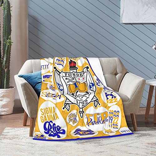 Kunsaww Sigma Gamma Rho Sorority Blanket for Women Flannel Throw Gift with 1922 Poodle and African American Design for Bedroom Sofa Decor,50"x40"