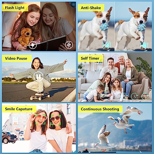 4K Digital Camera for Photography Autofocus, 48MP Vlogging Camera with SD Card Anti-Shake, 3'' 180° Flip Screen Compact Video Camera for Travel, 16X Zoom Digital Camera for Teens with Flash