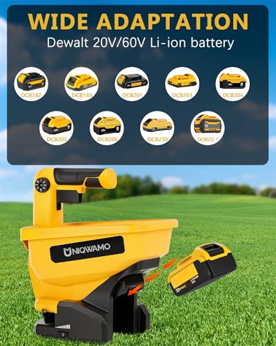 Uniqwamo Handheld Power Spreader for Dewalt 20V/60V Li-ion Battery, Available Year-Round, Grass Seeds, Rock Salt and De-icer Out-Doors(Battery not Included)