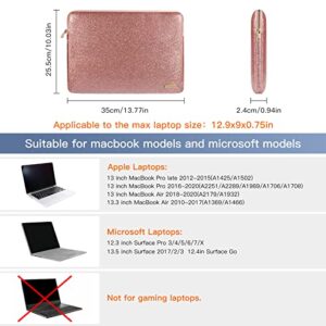 Laptop Sleeve Bag 13 Inch Compatible with MacBook Pro 13.3, MacBook Air 13.9, Surface 3/4/5/6/7, Cute Carrying Laptop Case Cover for Women-Rose Gold