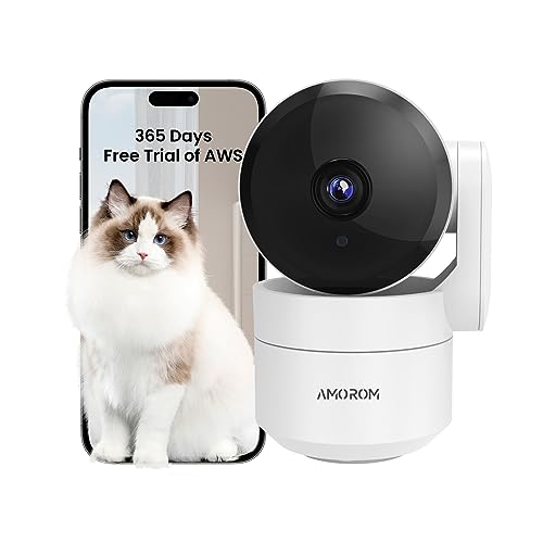 Indoor Home Security Camera, 1080P WiFi Pet Camera for Dog/Cat Monitor,360 Pan&Tilt, Privacy Mode, Micro SD Card & US Cloud Storage, 2-Way Audio, Google Assistant & Alexa Support (Wired Camera)