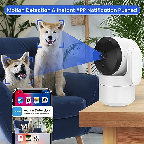 Indoor Home Security Camera, 1080P WiFi Pet Camera for Dog/Cat Monitor,360 Pan&Tilt, Privacy Mode, Micro SD Card & US Cloud Storage, 2-Way Audio, Google Assistant & Alexa Support (Wired Camera)