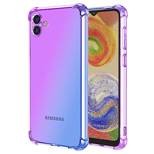 Ueokeird for Galaxy A04 Case, Samsung M13 5G SM-A045F Case, Clear Cute Gradient Phone Case Slim Anti Scratch Flexible TPU Cover Shockproof Protective Case for Samsung Galaxy A04 4G (Purple/Blue)