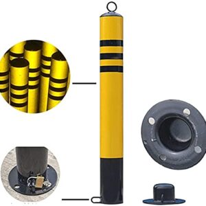 Car Parking Space Lock Bollard,2 Pieces Folded Steel Parking Bollard with 3 Meters Plastic Chain Upper Lock Parking Barrier Post