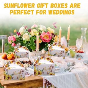 Ctosree 50 Pcs Thank You Favor Boxes Sunflower Gable Treat Box Goodie Boxes Baby Shower Favor Boxes Floral Gift Box for Sunflower Party Wedding Birthday Tea Celebrating, 6.2 x 3.5 x 3.5 Inch