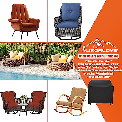 Likorlove Patio Chair Covers, 29" W×30" D×30" H Patio Furniture Covers Waterproof for Chairs Windproof Lounge Deep Seat Cover Heavy Duty with Air Vent for Outdoor Lawn, Backyard Deck, Black (2 Pack)