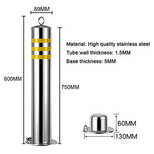 2 Pack Car Parking Space Lock Bollard Removable Driveways Security Posts Stainless Steel Parking Bollards for Parking Space,School Entrance