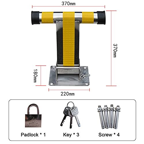 Tools Parking Barrier Lock T Shape Stainless Steel Parking Barrier Folding Parking Space Lock Heavy Duty Security Post with Padlock & Bolt