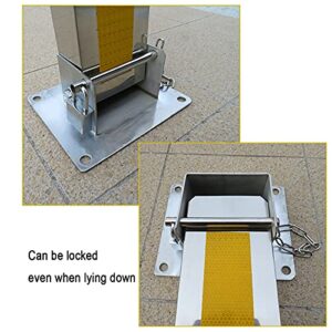 Tools Parking Barrier Lock T Shape Stainless Steel Parking Barrier Folding Parking Space Lock Heavy Duty Security Post with Padlock & Bolt