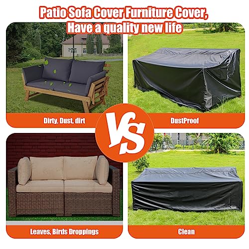 Likorlove 100% Waterproof Outdoor Sofa Cover, 88" Wx 33" Dx 31.8" H Patio Furniture Covers Waterproof, Windproof 3-Seater Sofa Cover Heavy Duty with Air Vent and Handles for Lawn, Backyard Deck, Black