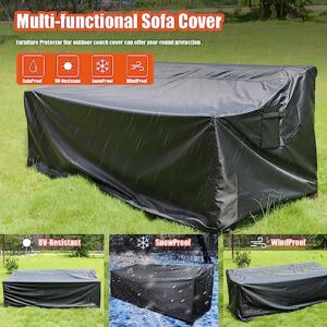 Likorlove 100% Waterproof Outdoor Sofa Cover, 88" Wx 33" Dx 31.8" H Patio Furniture Covers Waterproof, Windproof 3-Seater Sofa Cover Heavy Duty with Air Vent and Handles for Lawn, Backyard Deck, Black