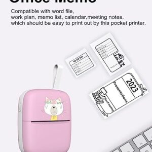 Mini Printer Portable, Pocket Thermal Printer with 5 Rolls Paper Compatible with iOS Android, Bluetooth Wireless Smart Printer for Learning Assistance, Study Notes, Work, Fun, Label List Note