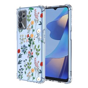 oeurvqo for oppo a16 oppo a16s oppo a54s case clear floral flower pattern design soft tpu cover shockproof bumper anti-scratch protective case for oppo a16 (lush flora)