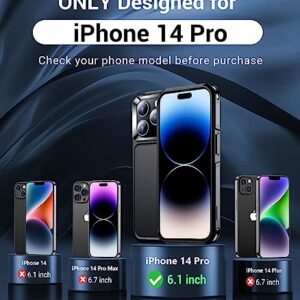 Temdan Magnetic for iPhone 14 Pro Case,[Compatible with MagSafe][Glass Screen Protector+Camera Lens Protector] Non-Slip Full-Body Shockproof Phone Case-Black