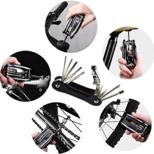 YBEKI Bike Tyre Repair Tool Kit - Bicycle Tool kit with 210 Psi Mini Pump 10-in-1 Multi-Tool with Chain Breaker, Tyre Levers &Tire Patch, Bone Wrench, 1 Portable Bag. 6 Month Warranty