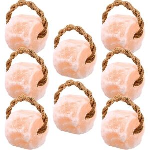 fabbay 8 pcs lick salt round pink 3.3lbs salt lick on rope natural lick salt block long lasting mineral salt block for horse deer cow goat cattle pig small pet and livestock