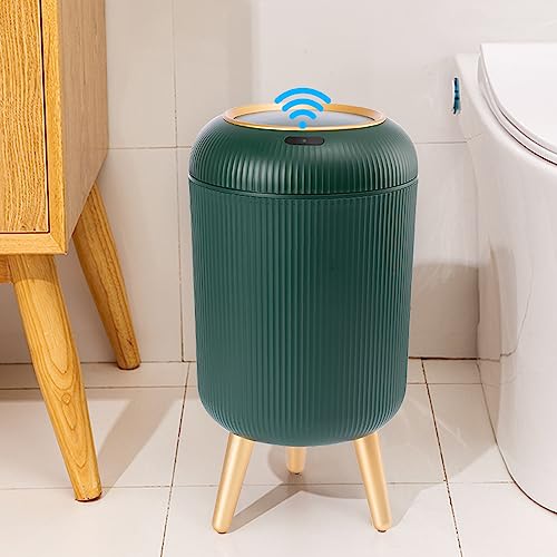 URALFA Touchless Trash Can with Lid, 3 Gallon Automatic Bathroom Trash Can Motion Sensor Kitchen Garbage Can, Plastic Electric Smart Garbage Bin Waste Basket for Bedroom, Office, Living Room, Green