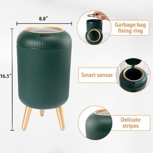 URALFA Touchless Trash Can with Lid, 3 Gallon Automatic Bathroom Trash Can Motion Sensor Kitchen Garbage Can, Plastic Electric Smart Garbage Bin Waste Basket for Bedroom, Office, Living Room, Green