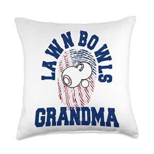 lawn bowls grandma design co. american flag fingerprint patriotic lawn bowls grandma throw pillow, 18x18, multicolor