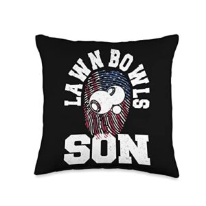 lawn bowls son design co. american flag fingerprint patriotic sports lawn bowls son throw pillow, 16x16, multicolor