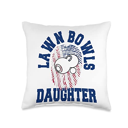 Lawn Bowls Daughter Design Co. American Flag Fingerprint Patriotic Lawn Bowls Daughter Throw Pillow, 16x16, Multicolor