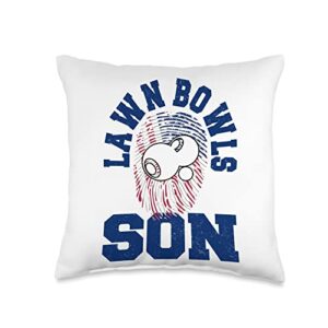 lawn bowls son design co. american flag fingerprint patriotic sports lawn bowls son throw pillow, 16x16, multicolor