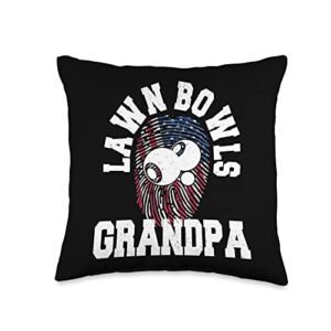 lawn bowls grandpa design co. american flag fingerprint patriotic lawn bowls grandpa throw pillow, 16x16, multicolor