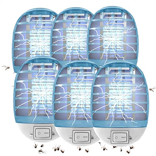 Indoor Bug Zappers, Electronic Insect Killer Fly Insect Trap Plug-in Mosquitoes Killer Mosquito Zapper with Blue Lights for Living Room,Kitchen,Bedroom,Baby Room,Office (6packs)