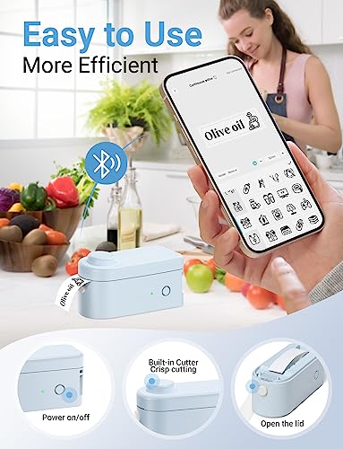 Makeid Label Makers, L1 Label Maker Machine, Portable Wireless Sticker Label Makers for Home, School, Office Use, Rechargeable Thermal Printer with Multiple Fonts, Templates - Blue, 203dpi