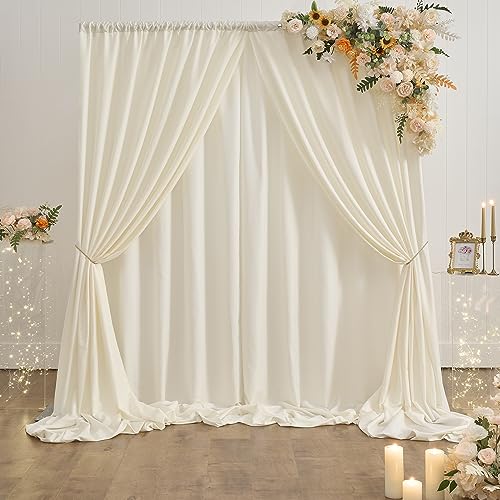 10x10FT Backdrop Curtains, Ivory Background Drapes Panels Photography for Baby Shower Birthday Party Home Decoration, 5x10FT (2 Panels)