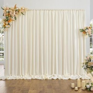 10x10FT Backdrop Curtains, Ivory Background Drapes Panels Photography for Baby Shower Birthday Party Home Decoration, 5x10FT (2 Panels)