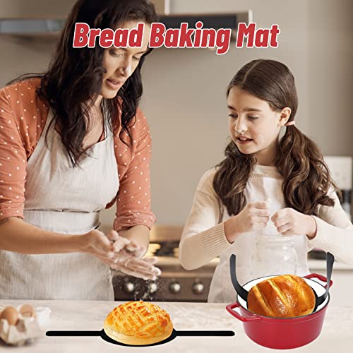 Bread Baking Mat for Dutch Oven, Non-Stick and Easy Clean Reusable Bread Baking Mat 8.3 Inch Baking Sheets Heat Resistant Bread Baking Pad for Dough Pastry