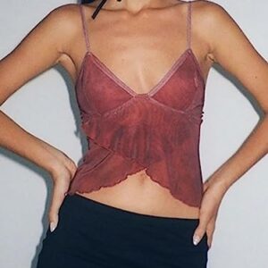 Camisole for Women Y2K Crop Top Sexy Spaghetti Strap Sleeveless Cami Top Halter Top Backless Sexy Summer Tops for Women A Red