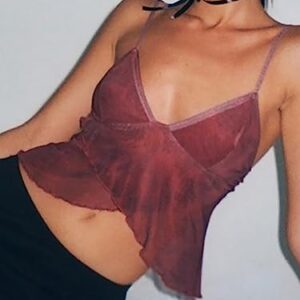 Camisole for Women Y2K Crop Top Sexy Spaghetti Strap Sleeveless Cami Top Halter Top Backless Sexy Summer Tops for Women A Red