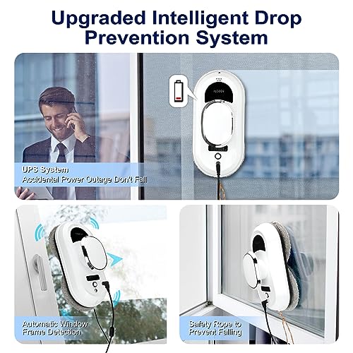 MAGULA Window Cleaning Robot, 5600Pa Strong Suction Automatic Robot Window Cleaner, Anti Drop,Remote Control,Smart Glass Cleaning Robotic for Window Glass Mirror Tile Outdoor High-Rise Window Cleaning