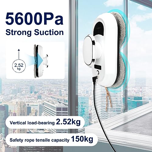 MAGULA Window Cleaning Robot, 5600Pa Strong Suction Automatic Robot Window Cleaner, Anti Drop,Remote Control,Smart Glass Cleaning Robotic for Window Glass Mirror Tile Outdoor High-Rise Window Cleaning