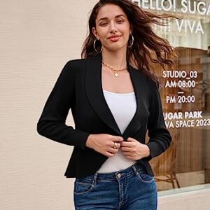 Womens Casual Work Blazer Open Front Cardigan Jacket Business Suit Black XXL