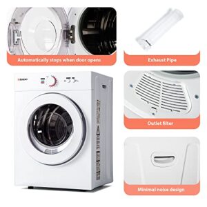 Euhomy Compact Dryer 1.8 cu. ft. Portable Clothes Dryers with Exhaust Duct with Stainless Steel Liner Four Function Small Dryer Machine, Suitable for Apartments, Dorm, RVs, White