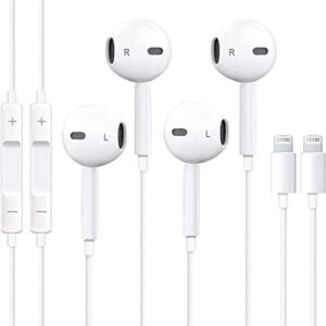 2 Pack-Apple Earbuds/Wired Earphones/iPhone Headphones/Lightning [Apple MFi Certified] Built-in Microphone & Volume Control Compatible with iPhone 7/8/X/11/12/13/14/Pro/Pro Max, Support All iOS System