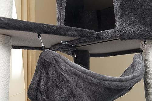 YUNIQUE Newest Cat Tree with Cat Condo and Big Hammock，Darkgrey