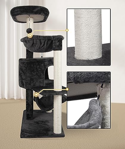 YUNIQUE Newest Cat Tree with Cat Condo and Big Hammock，Darkgrey