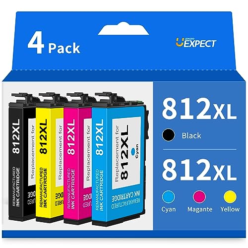 812XL Ink Cartridges Replacement for Epson 812XL 812 XL for Workforce Pro WF-7820 WF-7840 WF-7310 EC-C7000 Printer (Black, Cyan, Magenta, Yellow, 4-Pack T812XL T812 XL Combo Pack)