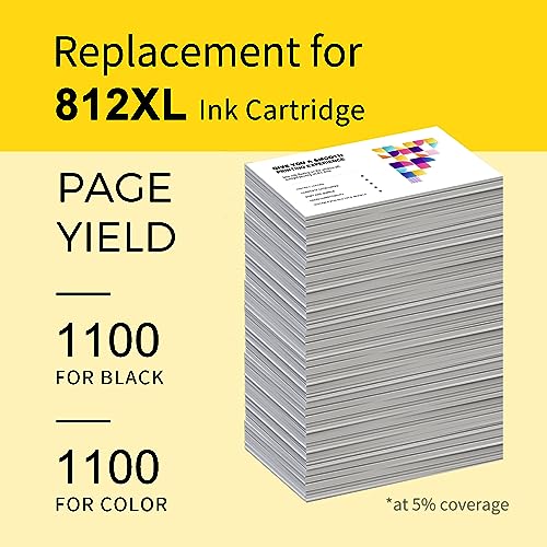 812XL Ink Cartridges Replacement for Epson 812XL 812 XL for Workforce Pro WF-7820 WF-7840 WF-7310 EC-C7000 Printer (Black, Cyan, Magenta, Yellow, 4-Pack T812XL T812 XL Combo Pack)