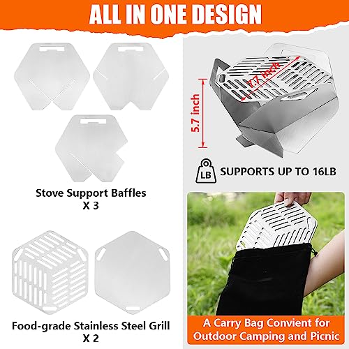 Lifronkit Portable Camping Campfire Grill, 304 Stainless Steel Folding Campfire Grill Grate and Griddle, Heavy Duty Firepit Grill with Carry Bag for Outdoor Backpacking, Hiking, Picnics