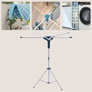 LOHISHILO 2in1 Foldable Clothes Stand Hanger, Drying Rack Adjustable Height Coat, for College Dorms, Camping, Apartments, Hotels, Laundry Rooms, Boutiques, Studios, Blue