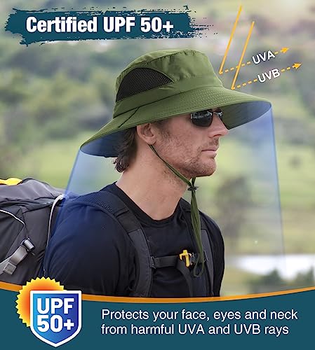 Wmcaps Sun Hats for Men Women, UPF 50+ Wide Brim Waterproof Boonie Bucket Hat for Fishing, Hiking, Garden, Safari, Outdoor Dark Grey